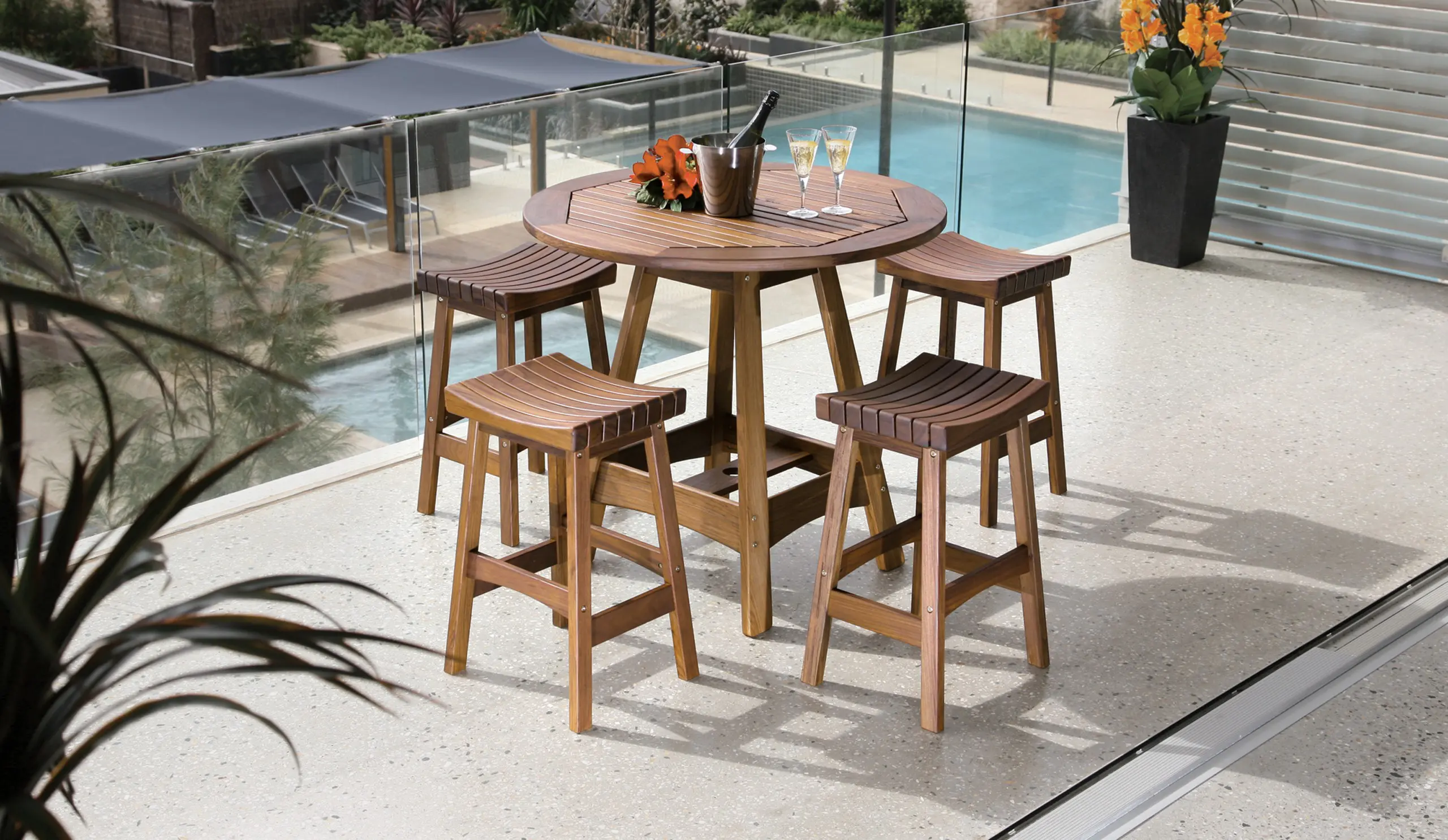 Wooden stool outdoor store