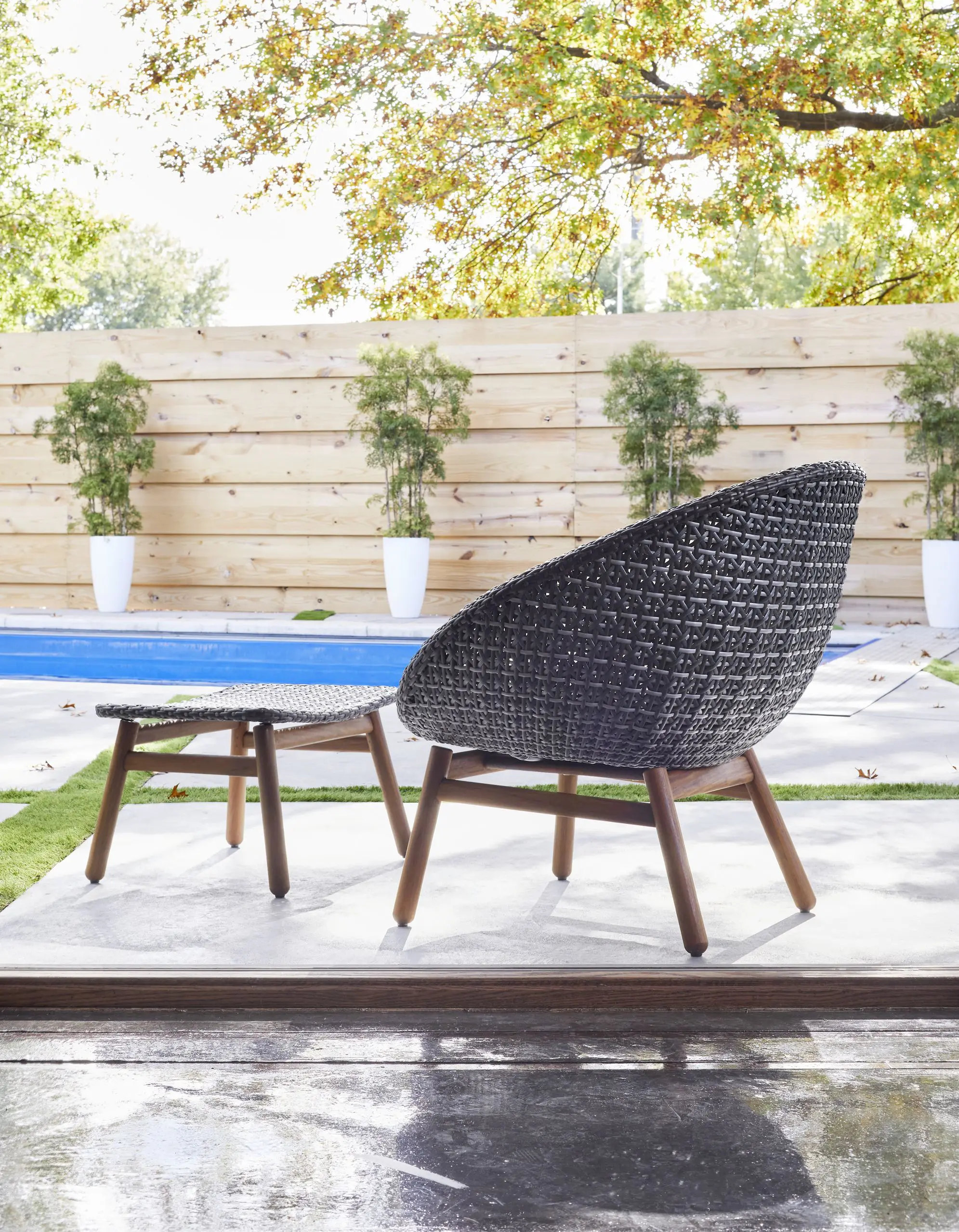 Jensen Outdoor Woven Viro Fiber Luxury Wood Furniture