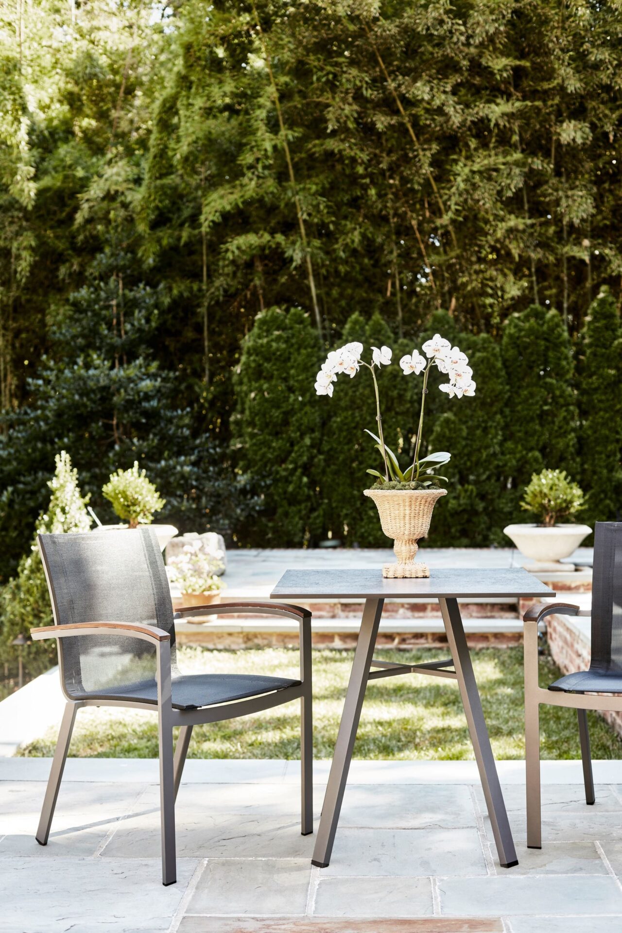 Harmony Stacking Sling Arm Chair | Gray Base with Black Sling - Jensen ...