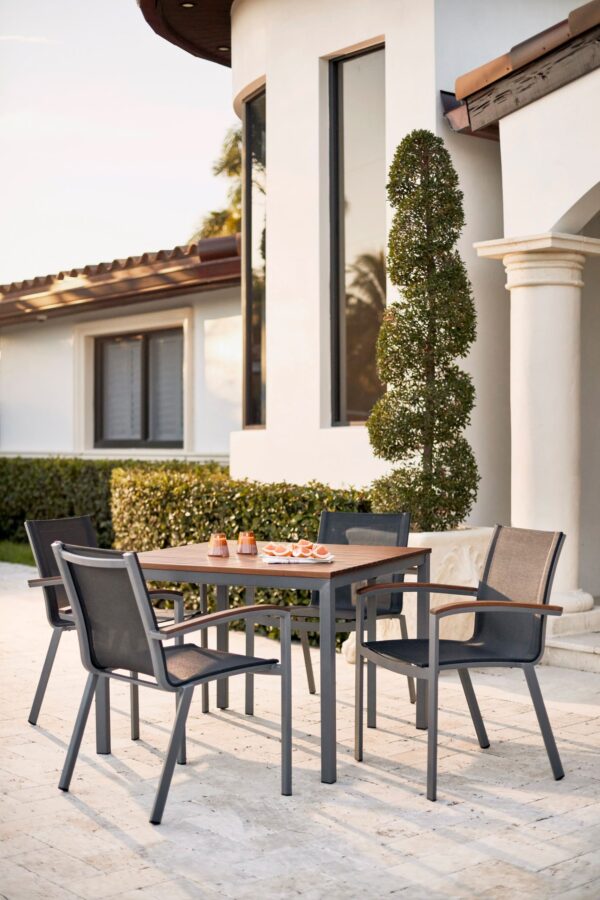 Harmony Stacking Sling Arm Chair | Gray Base with Black Sling - Jensen ...