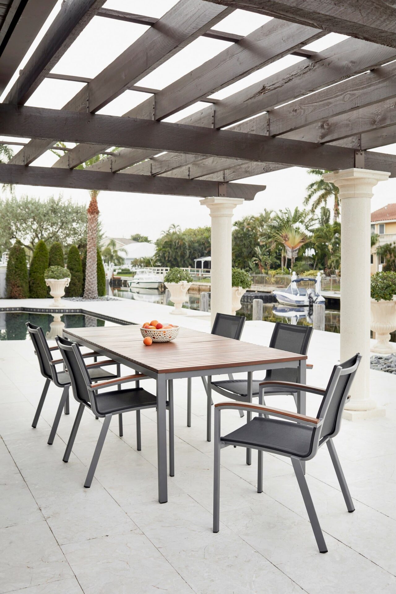 Harmony Stacking Sling Arm Chair | Gray Base with Black Sling - Jensen ...