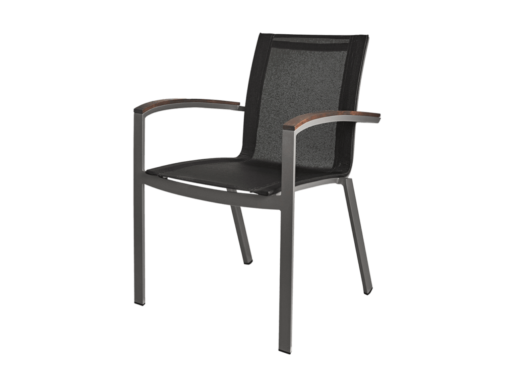 Harmony Stacking Sling Arm Chair | Gray Base with Black Sling - Jensen ...