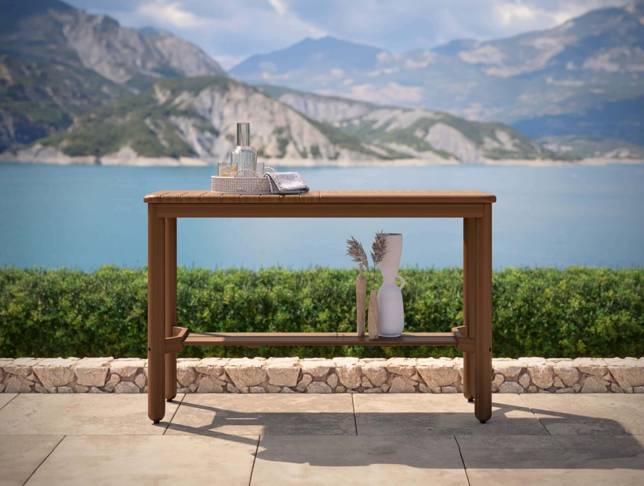 Mosaic 45" Rectangular Ipe Console Table - Jensen Outdoor